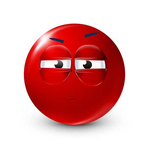 Suspicious Heavy-Lidded Red Emoji - Freaky Emoji